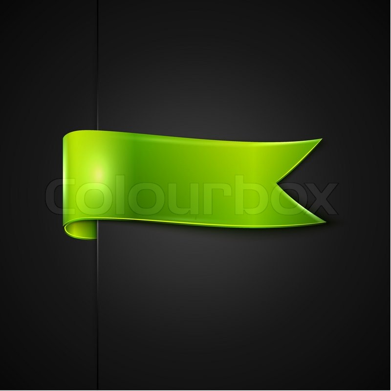 Green ribbon over black background, ... | Stock vector | Colourbox