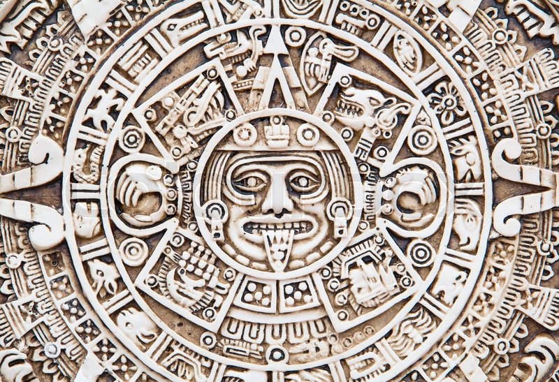 Fragment of the Mayan symbolic sun ... | Stock image | Colourbox