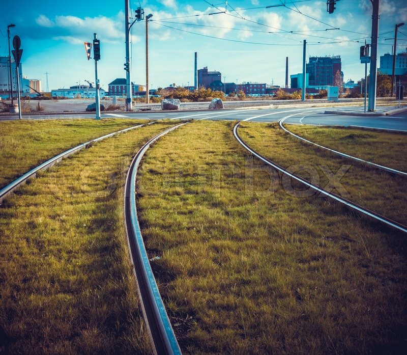 Tram rails. Tram tracks. | Stock image | Colourbox