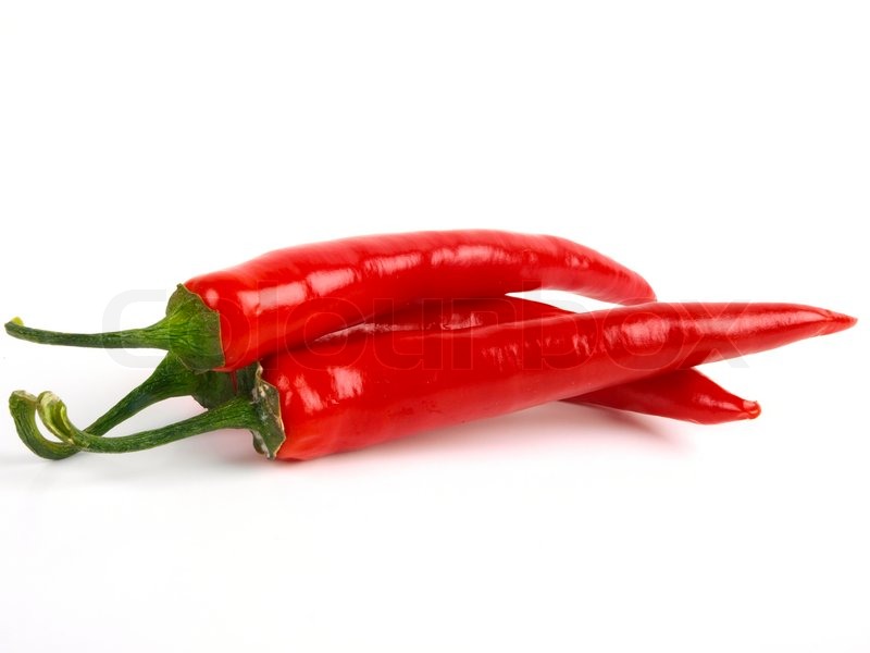 Red chili pepper. Close up. White ... | Stock image | Colourbox