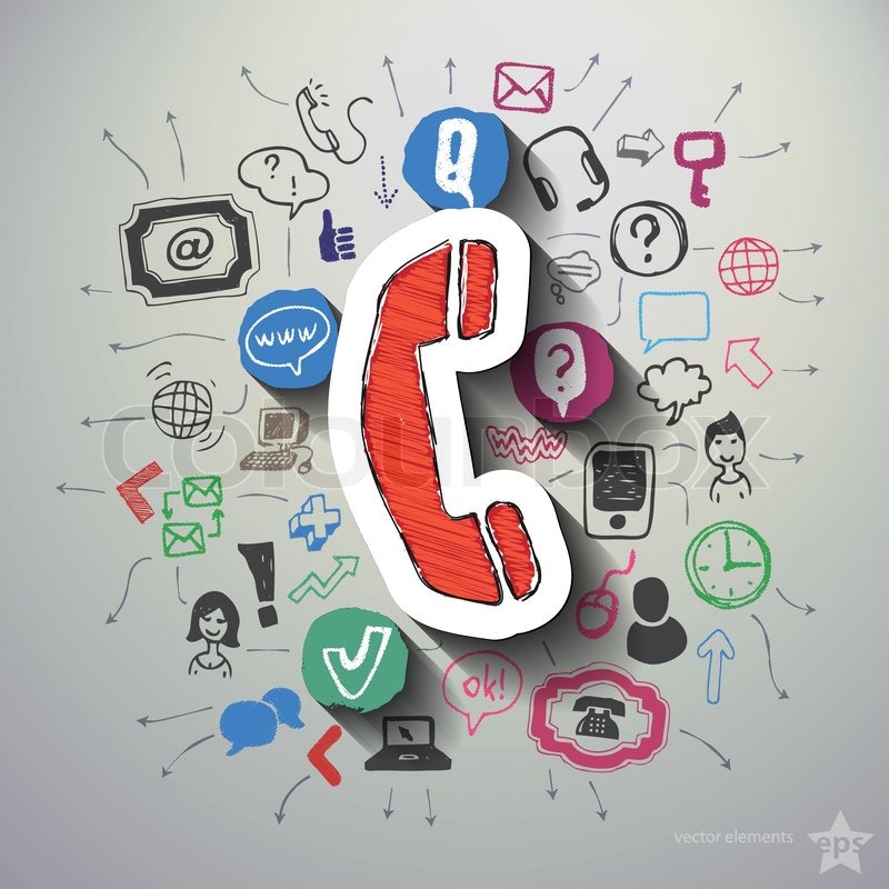 Phone collage with icons background. ... | Stock vector | Colourbox