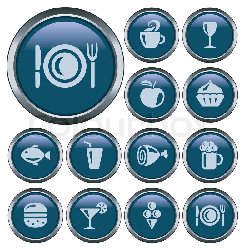 Food and drink button set | Stock vector | Colourbox