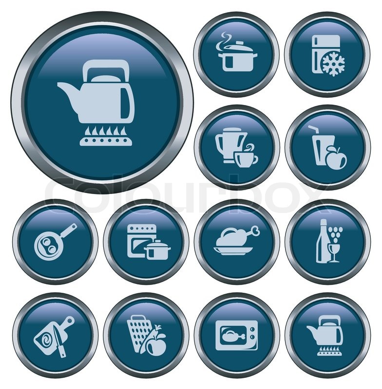 Kitchen and cooking button set | Stock vector | Colourbox
