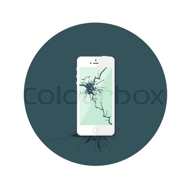 Illustration of White Broken iphone ... | Stock vector | Colourbox