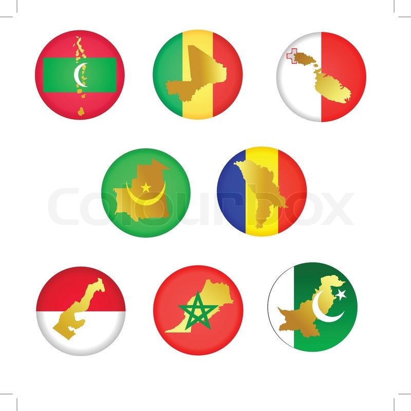 Vector collection icons with countries | Stock vector | Colourbox