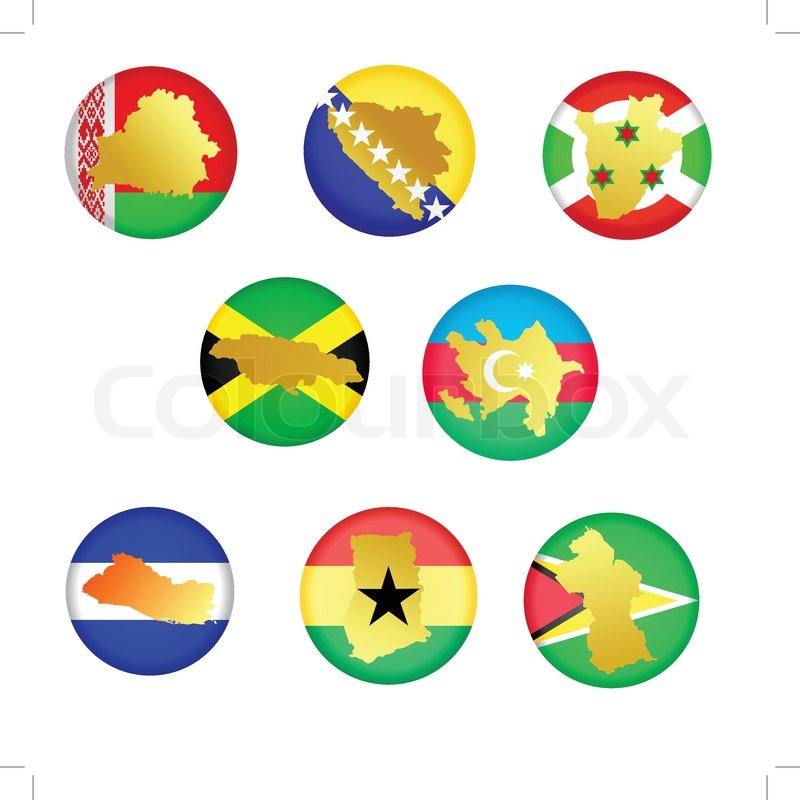 Vector collection icons with countries | Stock vector | Colourbox