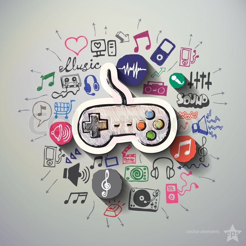 Entertainment and music collage with ... | Stock vector | Colourbox