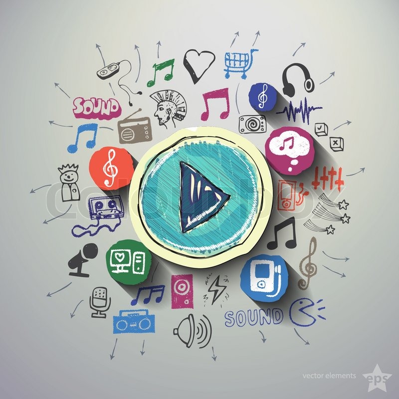 Entertainment and music collage with ... | Stock vector | Colourbox