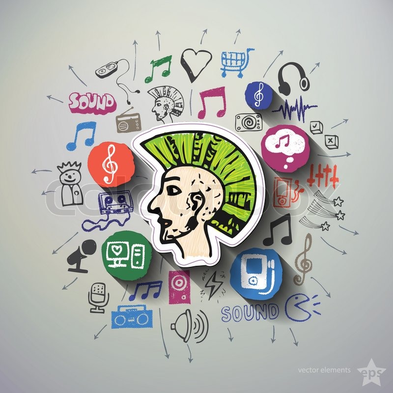 Entertainment and music collage with ... | Stock vector | Colourbox