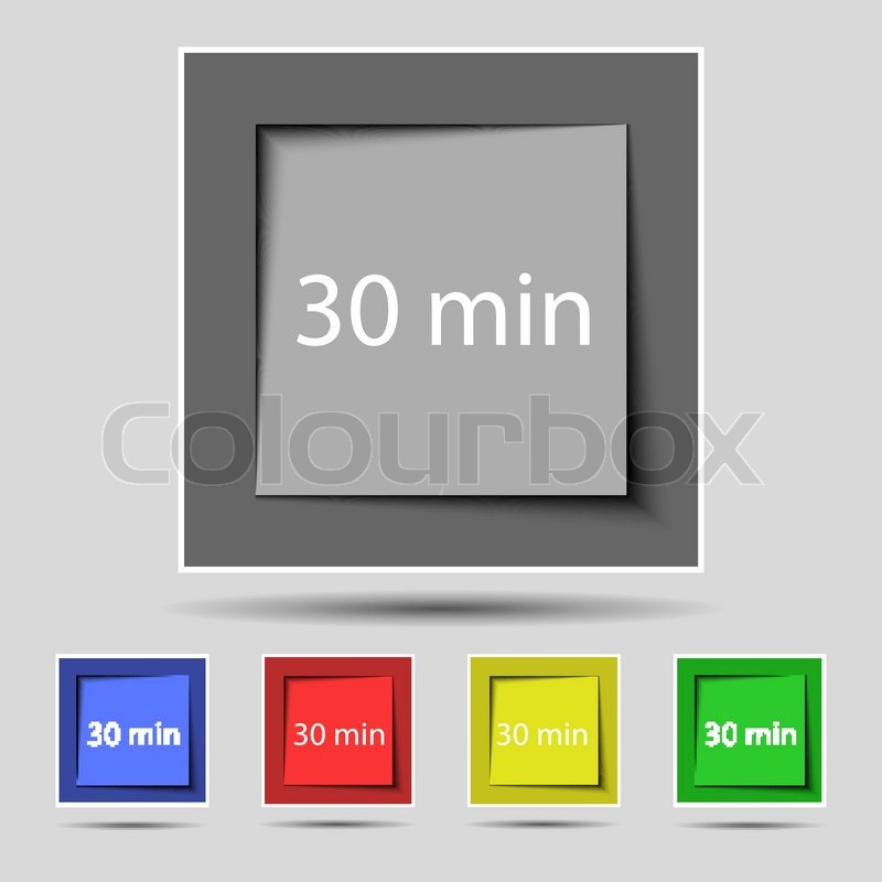 30 minutes sign icon. Set of colored ... | Stock vector | Colourbox
