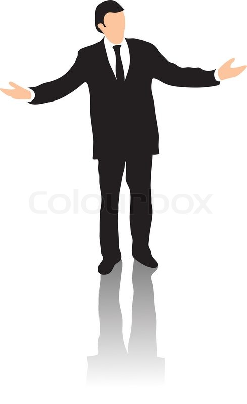 Business man in suit standing with his ... | Stock vector | Colourbox