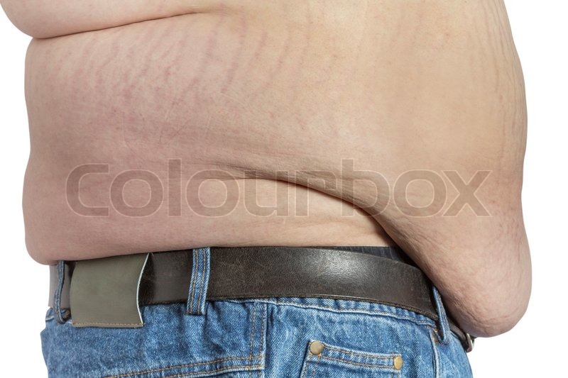 Side view of a Shirtless overweight Man ... | Stock image | Colourbox