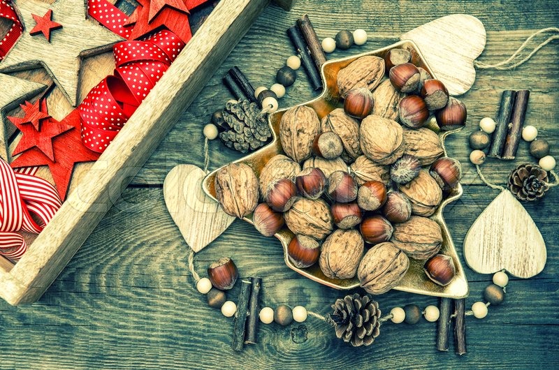 Walnuts with christmas decorations ... | Stock Photo | Colourbox