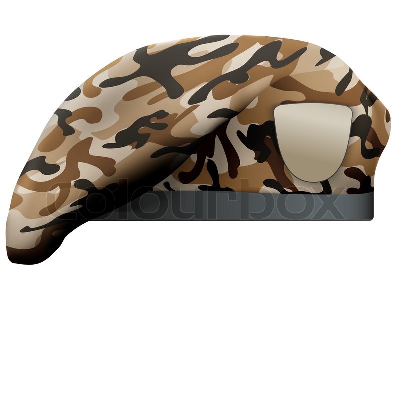 Military Beret with camo texture of ... | Stock image | Colourbox