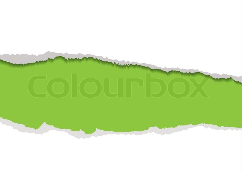 Green background with white torn paper ... | Stock vector | Colourbox