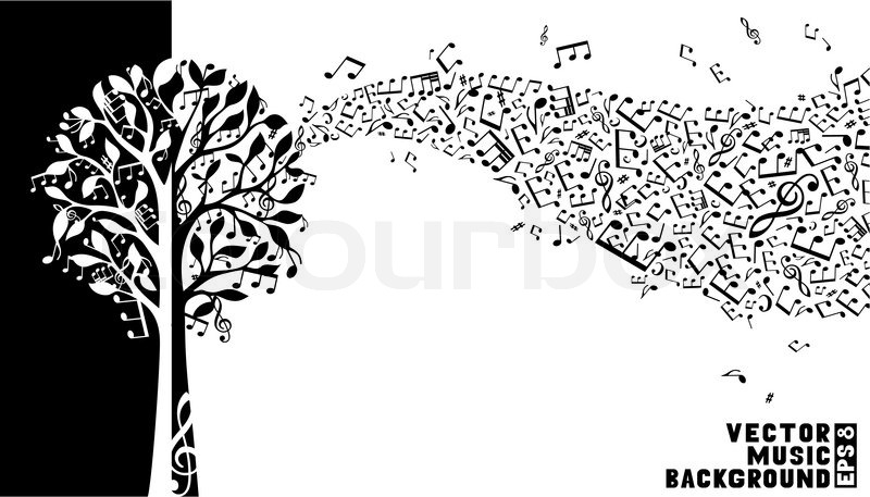 Music notes and treble clefs on tree. ... | Stock vector | Colourbox