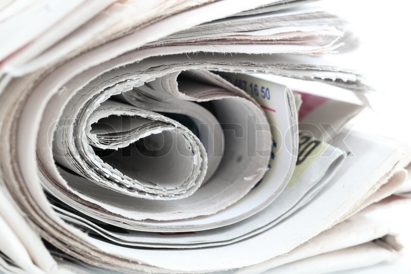 Newspaper roll isolated on white ... | Stock image | Colourbox