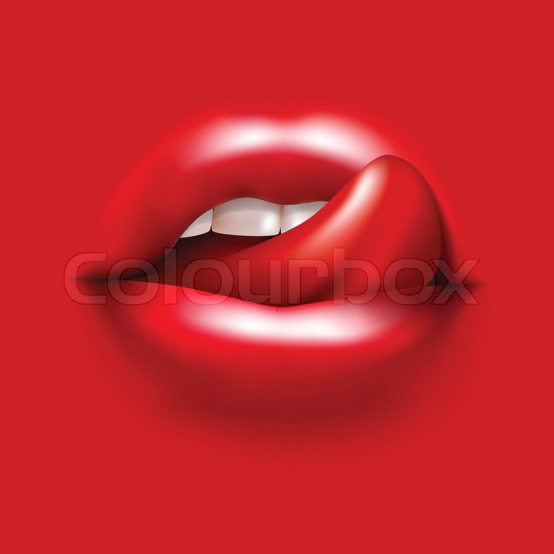 Open mouth with red lips and tongue | Stock vector | Colourbox