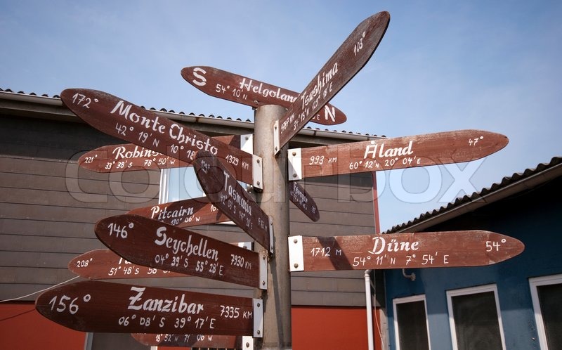 Lot of signs showing to everywhere from ... | Stock image | Colourbox