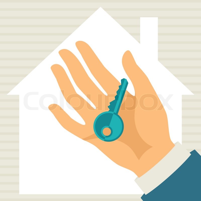 Illustration of hand holding key in ... | Stock Vector | Colourbox