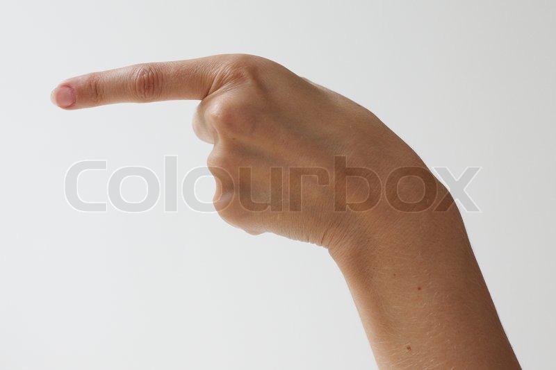 Hand gesturing sign language - pointing ... | Stock image | Colourbox
