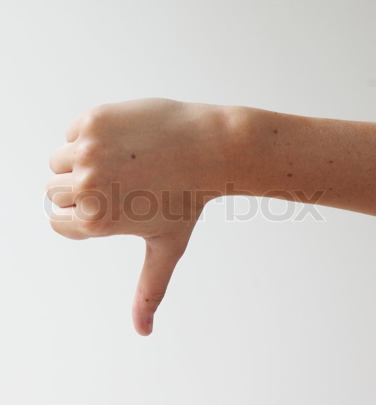 Hand gesturing sign language - thumb's ... | Stock image | Colourbox