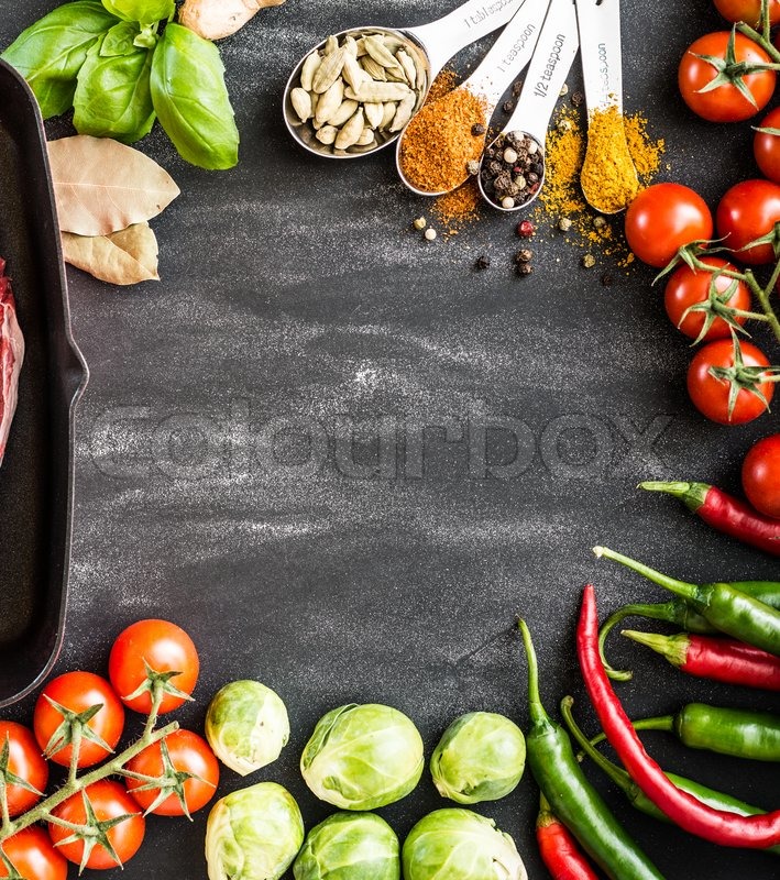 Food background for text with herbs and ... | Stock image | Colourbox