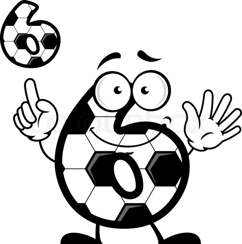 Close up number six with soccer ball ... | Stock vector | Colourbox