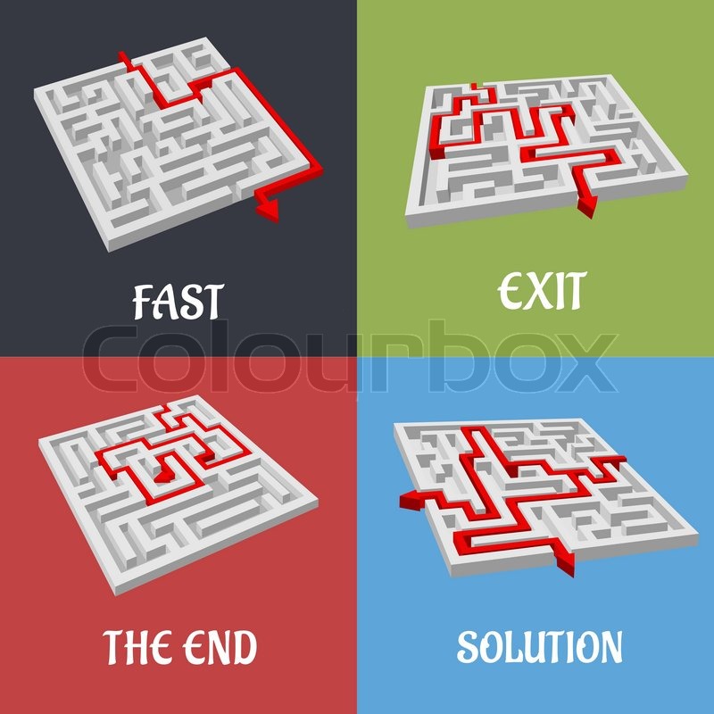 Vector labyrinth puzzles with ... | Stock vector | Colourbox