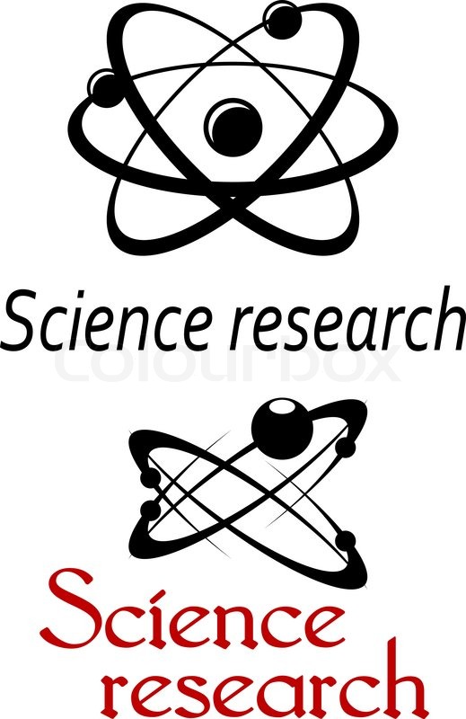 Science research emblems with atoms ... | Stock vector | Colourbox