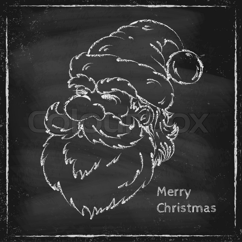 Retro illustration of a Santa Claus on chalk board | Stock Vector ...
