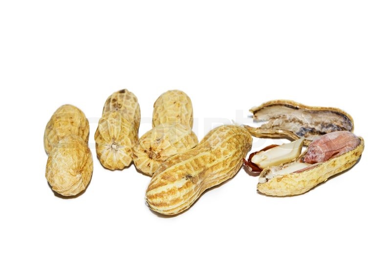 Five pieces of peanuts, one piece is ... | Stock image | Colourbox