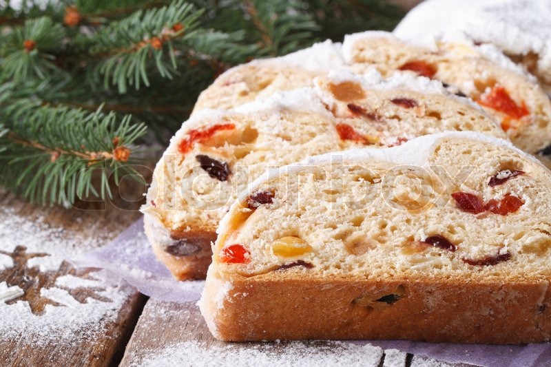 Christmas fruit bread Stollen close-up ... | Stock Photo | Colourbox