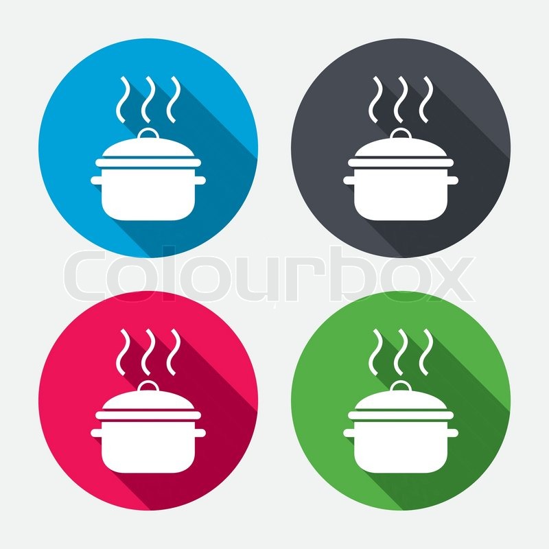 Cooking pan sign icon. Boil or stew ... | Stock vector | Colourbox