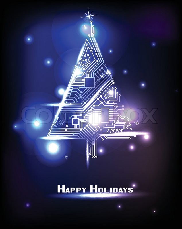 Hi-tech Christmas tree from a digital ... | Stock vector | Colourbox