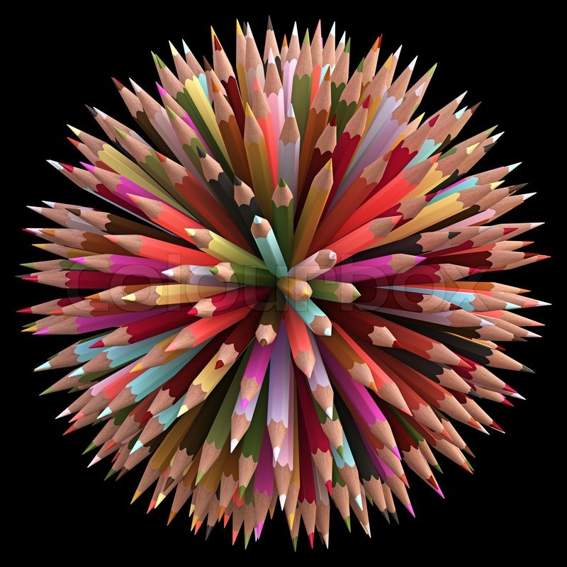 Colored pencils arranged in sphere. ... | Stock image | Colourbox