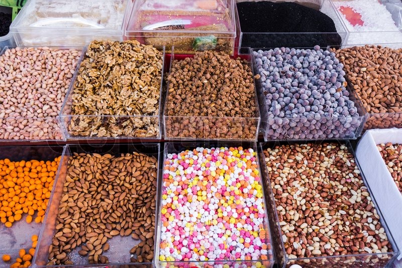 Nuts on the market. Assortment of nuts | Stock Photo | Colourbox