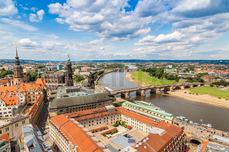 Panoramic view of Dresden and the river ... | Stock image | Colourbox
