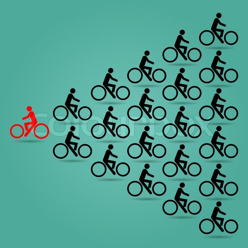 Red cyclists in the opposite direction ... | Stock vector | Colourbox