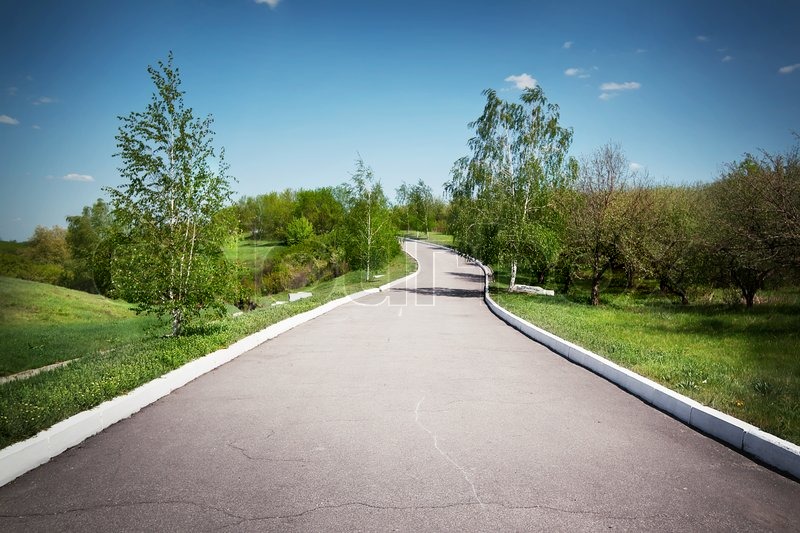 Landscape with an asphalt track in a ... | Stock image | Colourbox