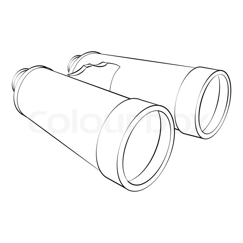 Black outline vector binoculars on ... | Stock vector | Colourbox