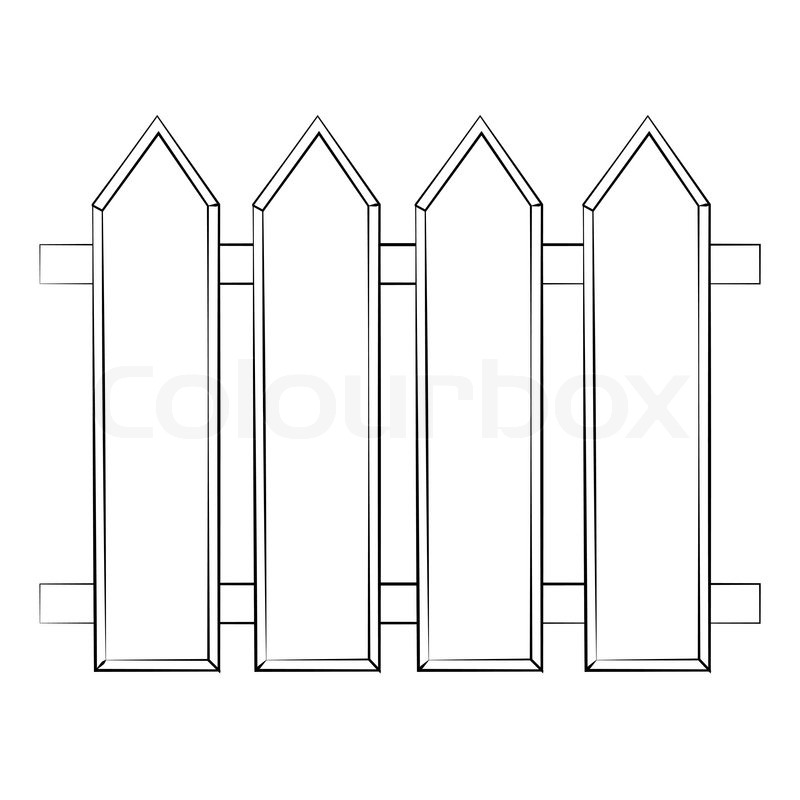 Black outline vector fence on white ... | Stock Vector | Colourbox
