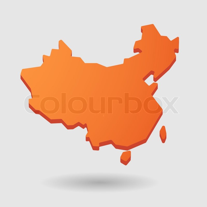 Illustration of a orange China map ... | Stock vector | Colourbox