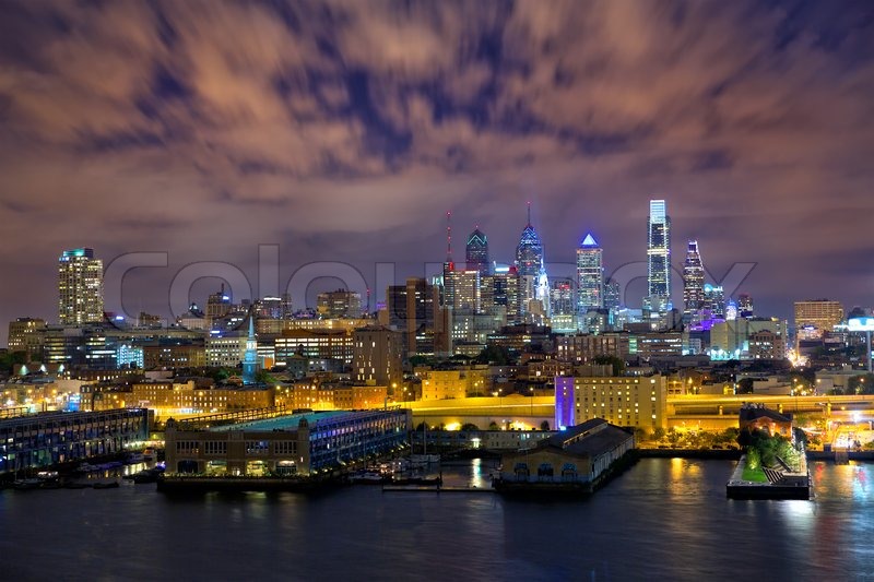 Philadelphia skyline at night, US | Stock image | Colourbox