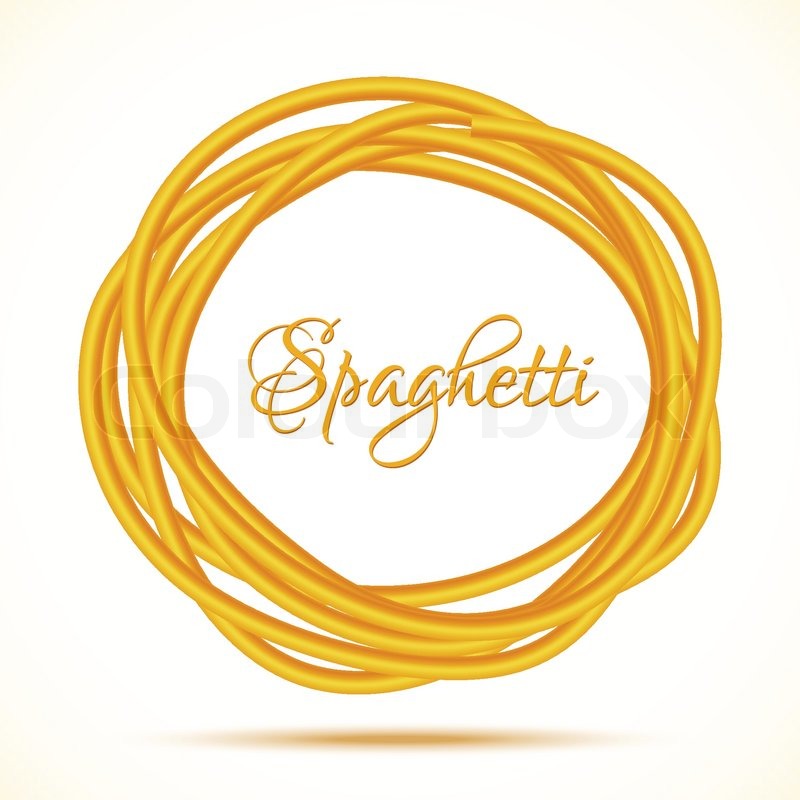 Realistic Twisted Spaghetti Pasta Circle Frame, logo emblem vector ...