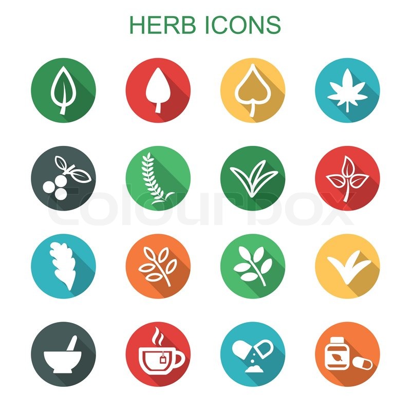 Herb long shadow icons, flat vector ... | Stock vector | Colourbox