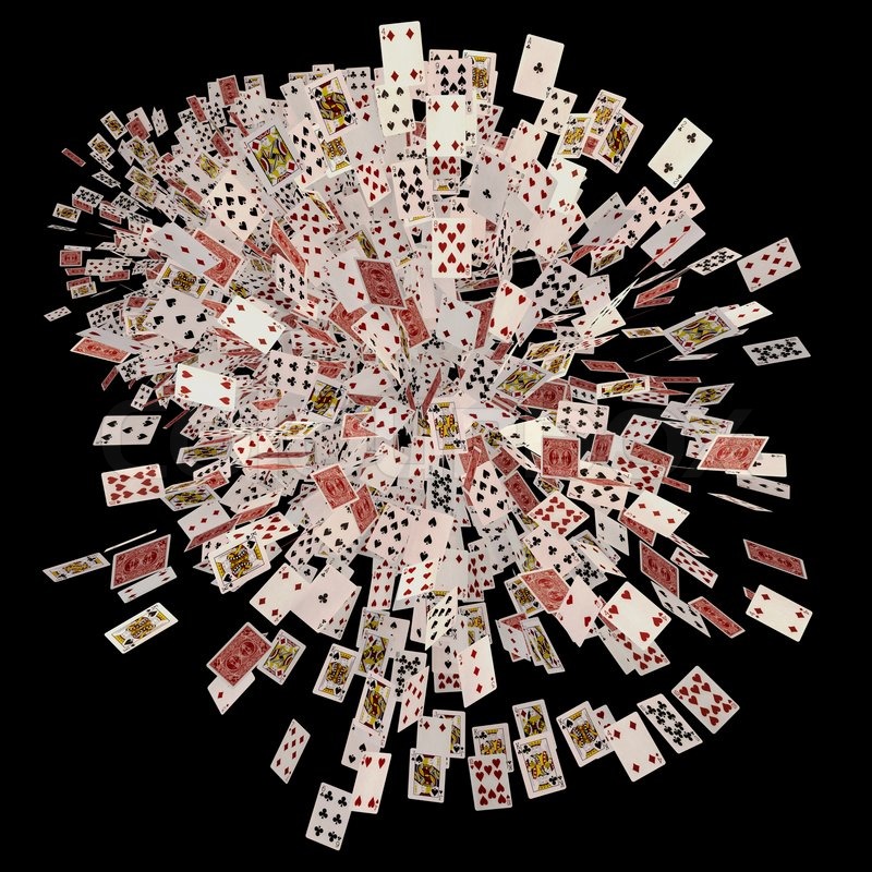 Playing cards flying over black ... | Stock image | Colourbox