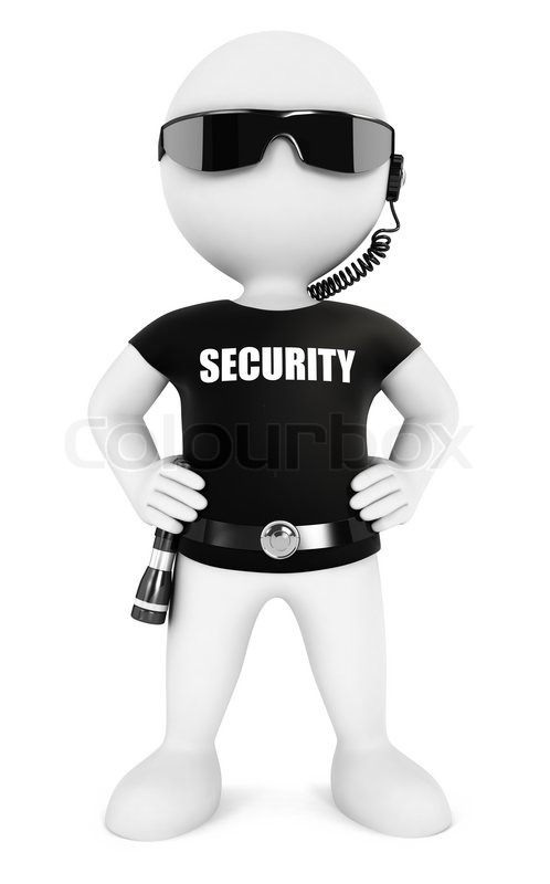 3d white people security guard, ... | Stock image | Colourbox