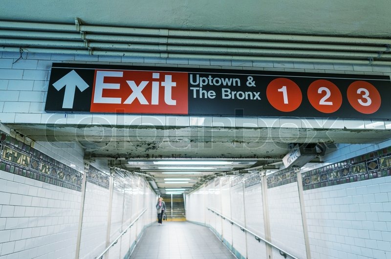 Exit sign in New York City subway. | Stock image | Colourbox