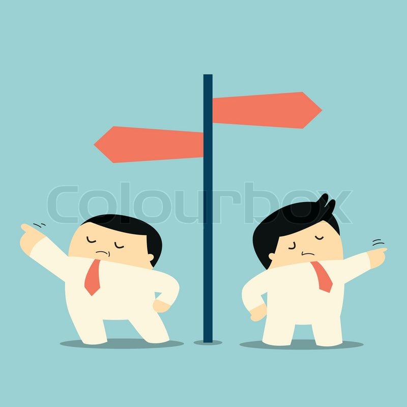 Two businessman thinking in different ... | Stock vector | Colourbox